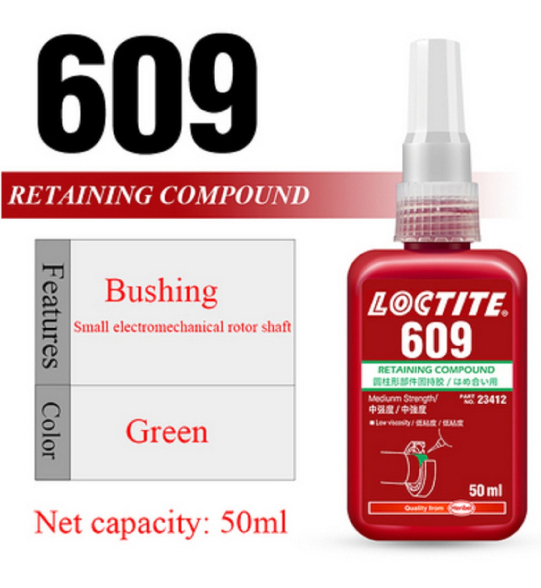 Loctite 609 Fija Ejes Verde 50ml Viscosidad 100/140 Mpa.s - HANGAR77