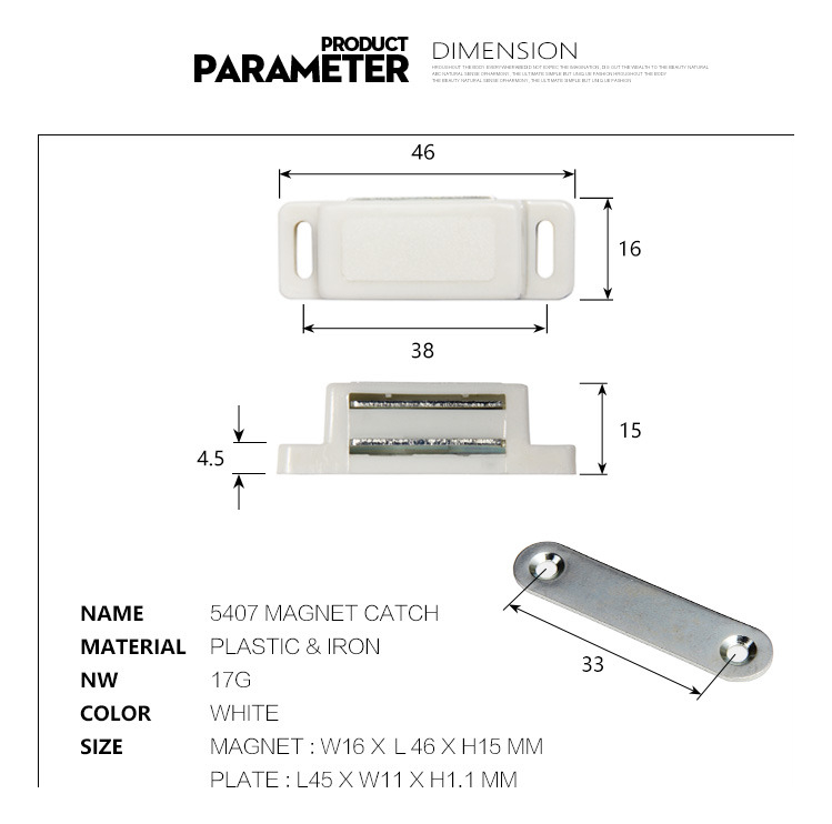 Reten Magnético Cierre Pestillo Puerta Mueble 10un Café - HANGAR77